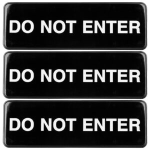 excello global products do not enter sign: easy to mount informative plastic sign with symbols 9"x3", pack of 3 (black)