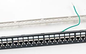 Detroit Packing Co. 24 Port CAT6A RJ45 Through Coupler Patch Panel with Back Bar, Wallmount or Rackmount, Compatible with Cat5, Cat5e, Cat6, Cat6A, UTP STP Cabling (CAT6a Shielded, 24-Port)