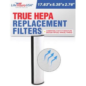 true hepa air cleaner filter replacement tpp440f compatible with therapure envion tpp440, tpp540, tpp640 air cleaners by lifesupplyusa