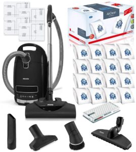 miele complete c3 kona hepa canister vacuum cleaner with seb228 powerhead bundle - includes performance pack 16 type gn airclean genuine filterbags + genuine ah50 hepa filter