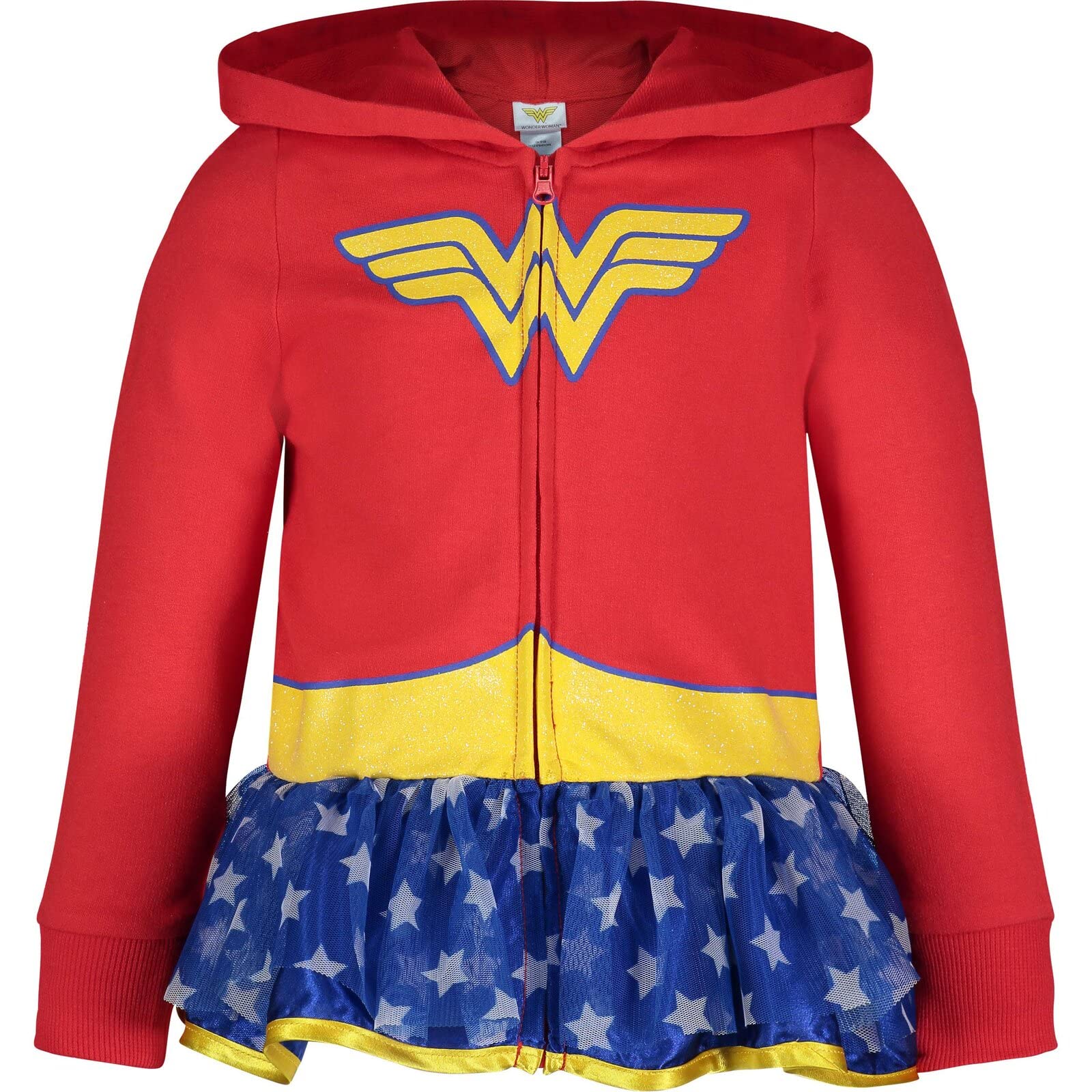 WARNER BROS Justice League Wonder Woman Little Girls Zip Up Costume Hoodie Red 7-8