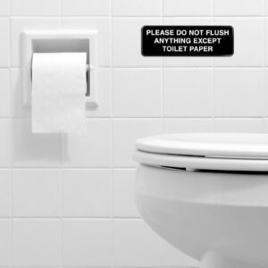 Excello Global Products Please Do Not Flush Anything Except Toilet Paper Sign: Easy to Mount Informative Plastic Sign with Symbols 9"x3", Pack of 3 (Black)