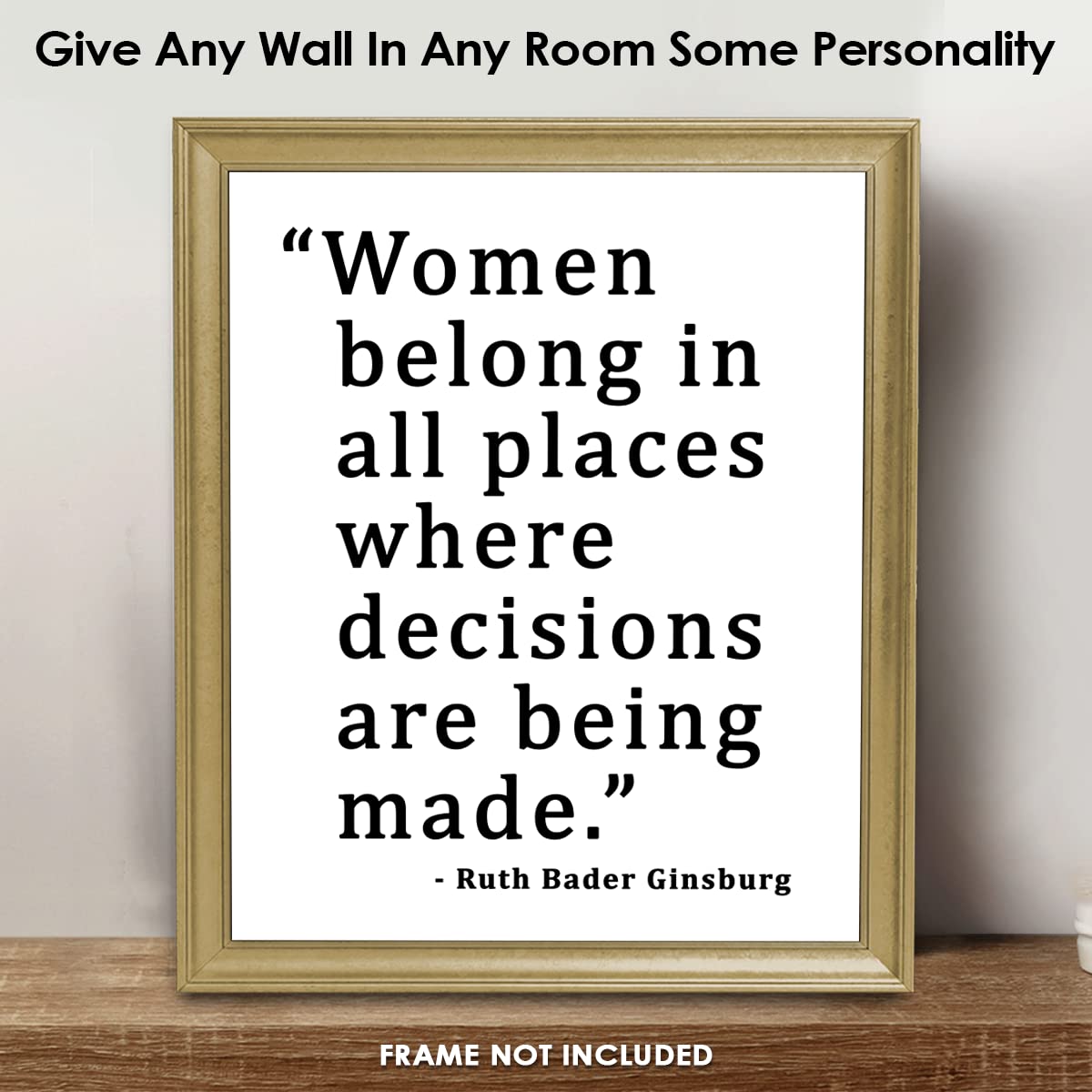 Inspirational Ruth Bader Ginsburg Wall Art - Set of 3, White, 8x10 RBG Poster, RBG Wall Art & Motivational Wall Art, Positive Affirmations Wall Decor for Bedroom & Office Decor for Men & Women