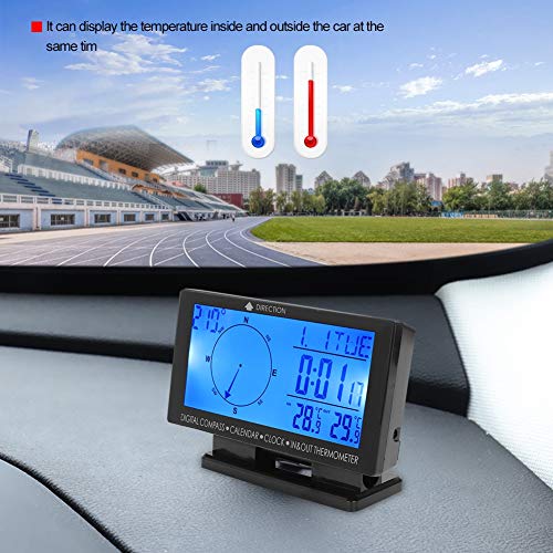 KIMISS LCD Digital Display Screen Car, CD60 Multifunctional Digital Car Automobile Thermometer Gauge with Time Navigation Function