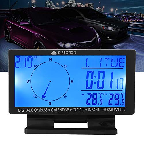 KIMISS LCD Digital Display Screen Car, CD60 Multifunctional Digital Car Automobile Thermometer Gauge with Time Navigation Function