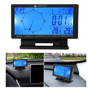 KIMISS LCD Digital Display Screen Car, CD60 Multifunctional Digital Car Automobile Thermometer Gauge with Time Navigation Function