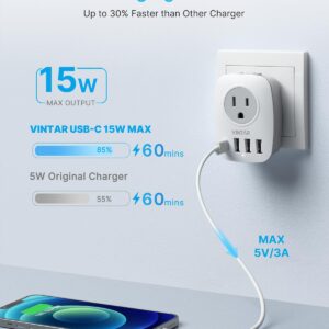 [3-Pack] UK Ireland Travel Plug Adapter, VINTAR International Power Adaptor with 1USB C, 2American Outlets and 3USB Ports, 6 in 1 Type G Plug Adapter