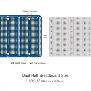 ElectroCookie Solderable Breadboard PCB Double Column Board for Electronics Projects Compatible for DIY Arduino Soldering Projects, Gold-Plated (3 Pack, Blue)