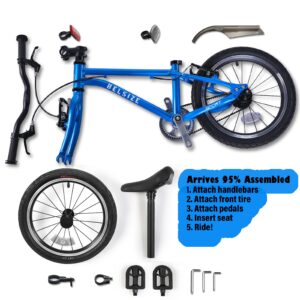 A11N SPORTS BELSIZE 16-Inch Belt-Drive Kid's Bike, Lightweight Aluminium Alloy Bicycle(only 12.57 lbs) for 3-7 Years Old (Blue)