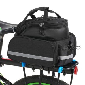 lixada bike rack bag with rain cover, 25l bike bags for bicycle rear rack, waterproof bike saddle panniers trunk bag, expandable cycling rear seat bag backseat carrier storage luggage shoulder bag