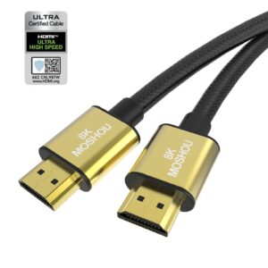 hdmi cable 2.1 4k@120hz certification 48gbps 9feet,ultra high speed 8k hdmi cable nylon gold-plated interface supports 1440p 144hz hdmi,8k@60hz,allm,vrr,hdr,earc,dts,for ps5,xbox,rtx3090(9 feet)