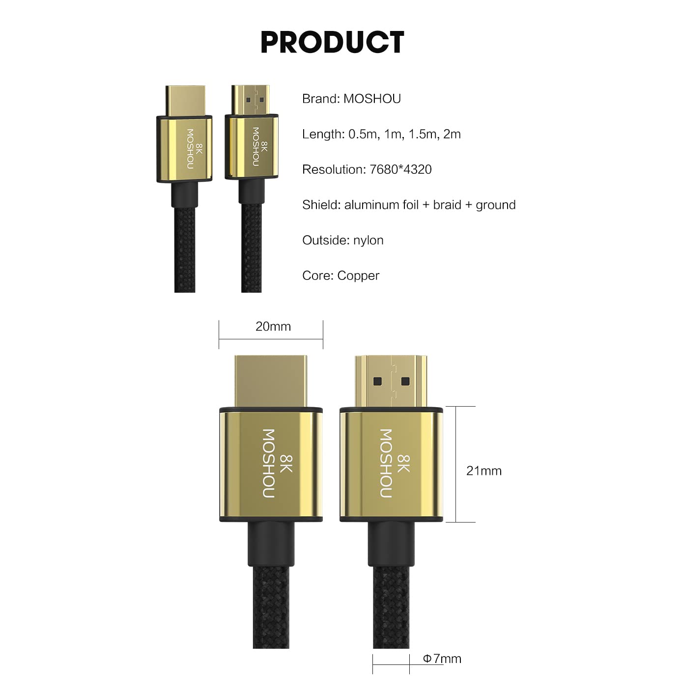 HDMI Cable 2.1 4K@120Hz Certification 48Gbps 9Feet,Ultra High Speed 8K HDMI Cable Nylon Gold-plated interface Supports 1440p 144hz HDMI,8K@60Hz,ALLM,VRR,HDR,eARC,DTS,For PS5,XBox,RTX3090(9 Feet)