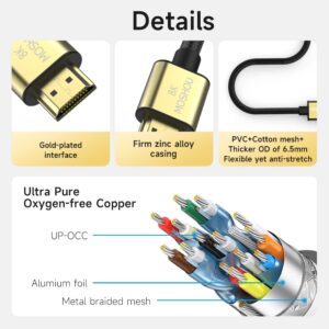 HDMI Cable 2.1 4K@120Hz Certification 48Gbps 9Feet,Ultra High Speed 8K HDMI Cable Nylon Gold-plated interface Supports 1440p 144hz HDMI,8K@60Hz,ALLM,VRR,HDR,eARC,DTS,For PS5,XBox,RTX3090(9 Feet)