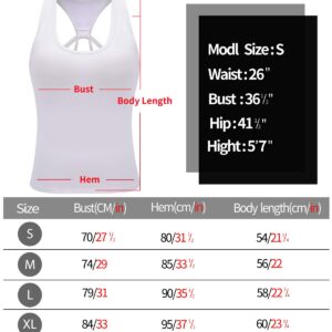 RUNNING GIRL Tank Top for Women, Workout Ribbed White Sports Bra Racerback Long Tank Tops Loose Fit Plus Size(BX2356 White, CN:L,US:M)