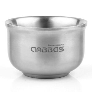 anbbas 4.1inches lathering foam shaving bowl 3-layer heat preservation food-grade 304 stainless steel shaving soap cream mug cup for brush men close shave