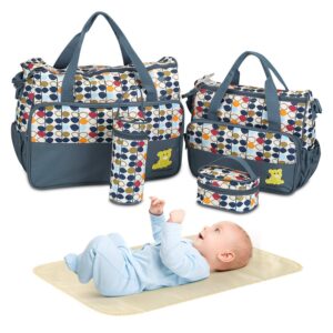 5pcs diaper bag tote set - baby bags for mom (gray)