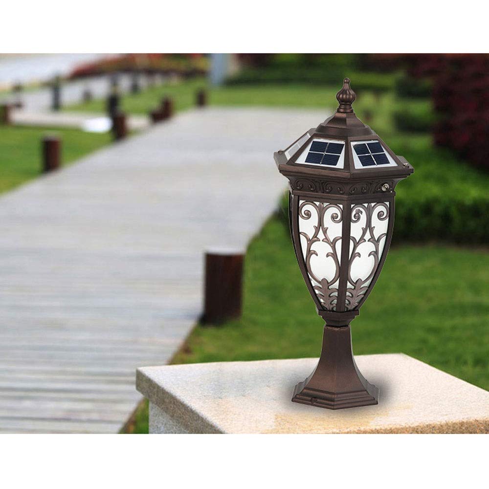 XIAOXY 50cm Solar LED Column Headlight European Outdoor Waterproof Rustproof Wall Garden Light Garden Villa Home Street Lights Aluminum Glass Corrosion Resistant Fence Deck Lights