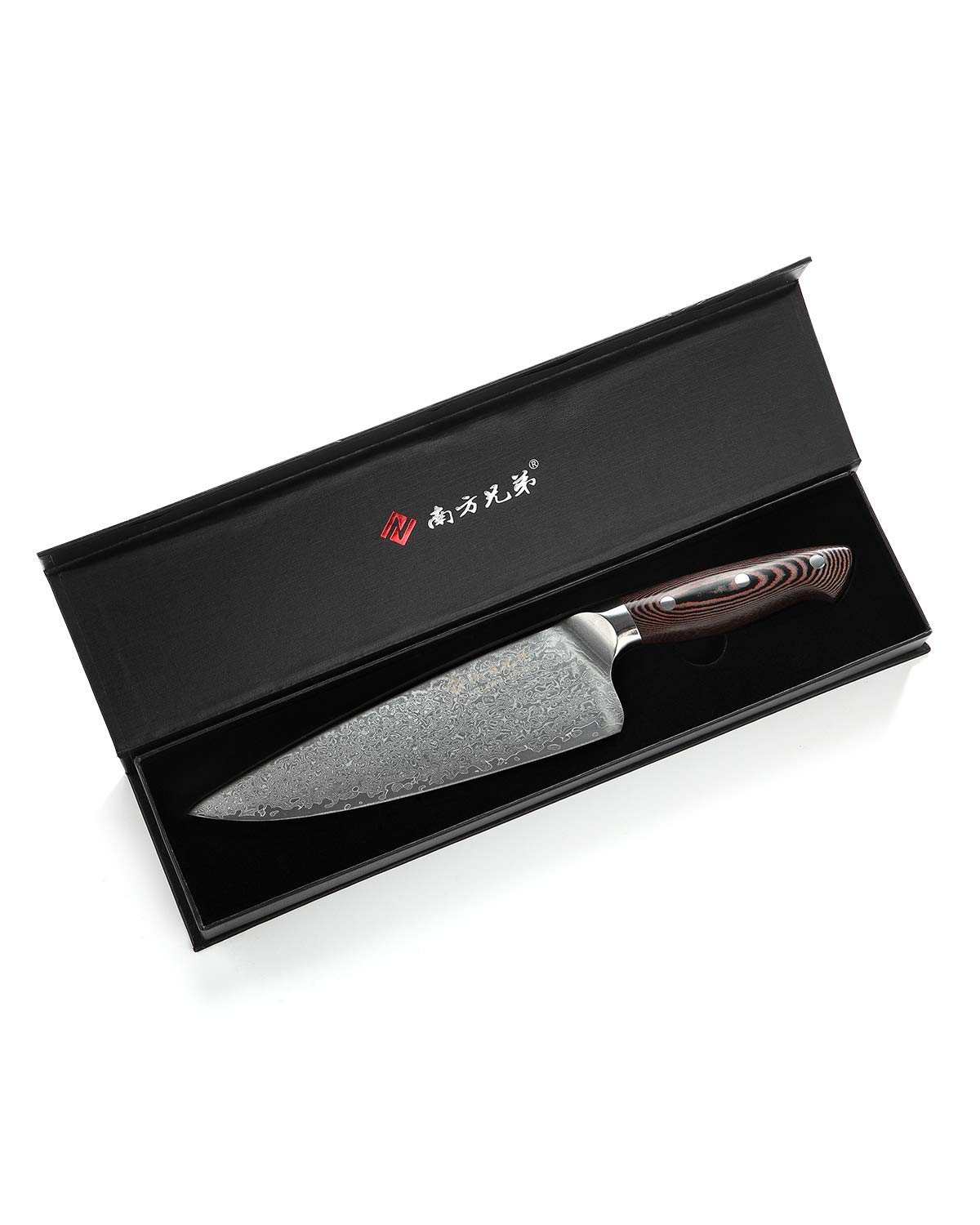 Damascus Chef Knife 8 Inch Kitchen Knives Professional Super Steel VG10 High Carbon Stainless Very Sharp Damascus Steel Knife Comfortable Ergonomic Micarta Handle Luxury Gift Box