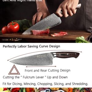 Damascus Chef Knife 8 Inch Kitchen Knives Professional Super Steel VG10 High Carbon Stainless Very Sharp Damascus Steel Knife Comfortable Ergonomic Micarta Handle Luxury Gift Box