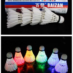 [8 Pack] LED Badminton Set, Shuttlecock Dark Night Glow Birdies Lighting Outdoor Indoor Sport Activities,Colorful