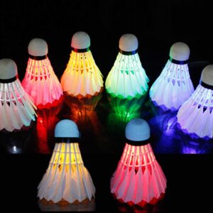 [8 Pack] LED Badminton Set, Shuttlecock Dark Night Glow Birdies Lighting Outdoor Indoor Sport Activities,Colorful