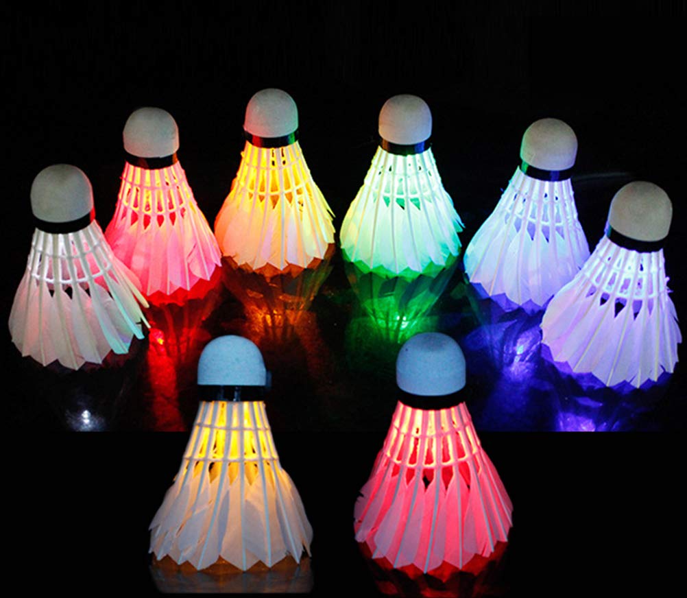 [8 Pack] LED Badminton Set, Shuttlecock Dark Night Glow Birdies Lighting Outdoor Indoor Sport Activities,Colorful