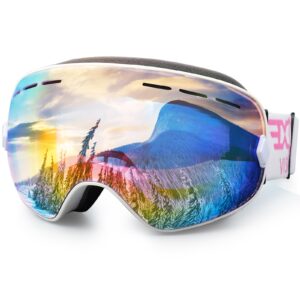 exp vision ski snowboard goggles for man woman and younth, otg snow goggle anti fog uv400 protection winter outdoor sports goggle-pink