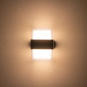 led outdoor wall lamp, modern up and down wall sconce light fixtures mini, gorgan 14w 3000k waterproof acrylic wall light suitable for garages, courtyards, aisle, gardens, foyer, warm white(rectangle)