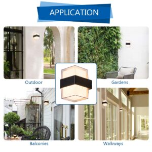 LED Outdoor Wall Lamp, Modern Up and Down Wall Sconce Light Fixtures Mini, GORGAN 14W 3000k Waterproof Acrylic Wall Light Suitable for Garages, Courtyards, Aisle, Gardens, Foyer, Warm White(Rectangle)