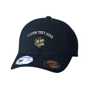 custom flexfit hats for men & women paramedic emt embroidery polyester dad hat baseball cap dark navy personalized text here small medium