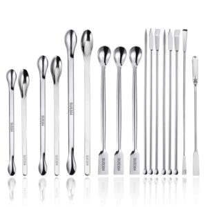 wertycity 17 pack lab spatula - micro lab spoon/scoop with nickel stainless steel- laboratory mixing spatula sampling spoon for powders gel cap filler, capsule filler 0 00