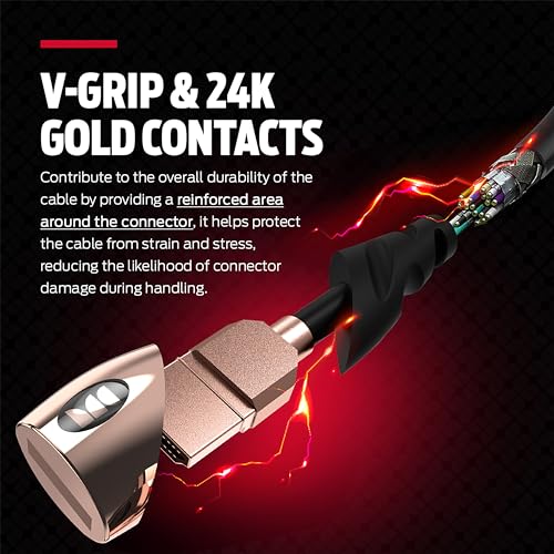 Monster 12Ft HDMI Electronic Cable 4K Ultra Hd with Ethernet Cord 60/120 Hz Refresh Speed 21Gbps 1080p Video Corrosion Resistant Gold Contact for Projector/Laptop/Monitor/Television/Personal Computer