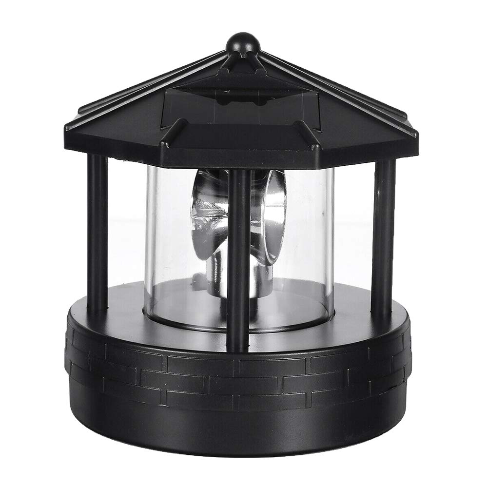 Weoto Solar LED Rotating Lighthouse, Bright LED Patio Decking Garden Rotating Light, Garden Yard Lawn Lamp for Outdoor Home