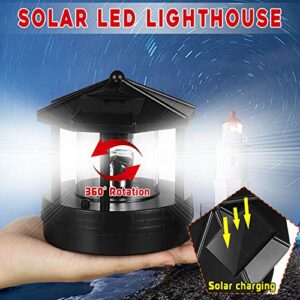 Weoto Solar LED Rotating Lighthouse, Bright LED Patio Decking Garden Rotating Light, Garden Yard Lawn Lamp for Outdoor Home