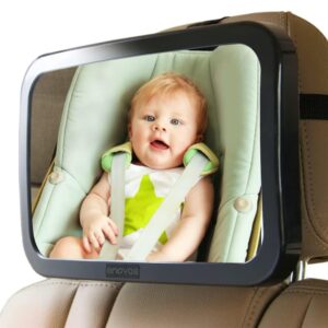 enovoe baby car mirror with cleaning cloth - wide convex back seat baby mirror is shatterproof and adjustable - 360 swivel rear facing car seats mirror helps keep an eye on your infant car baby mirror