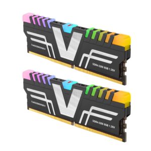 v-color prism ddr4 16gb (8gbx2) 3200mhz (pc4-25600) cl16 rgb gaming desktop pc computer ram memory module upgrade udimm 1.35v- grey (tl48g32s8kgrgb16)