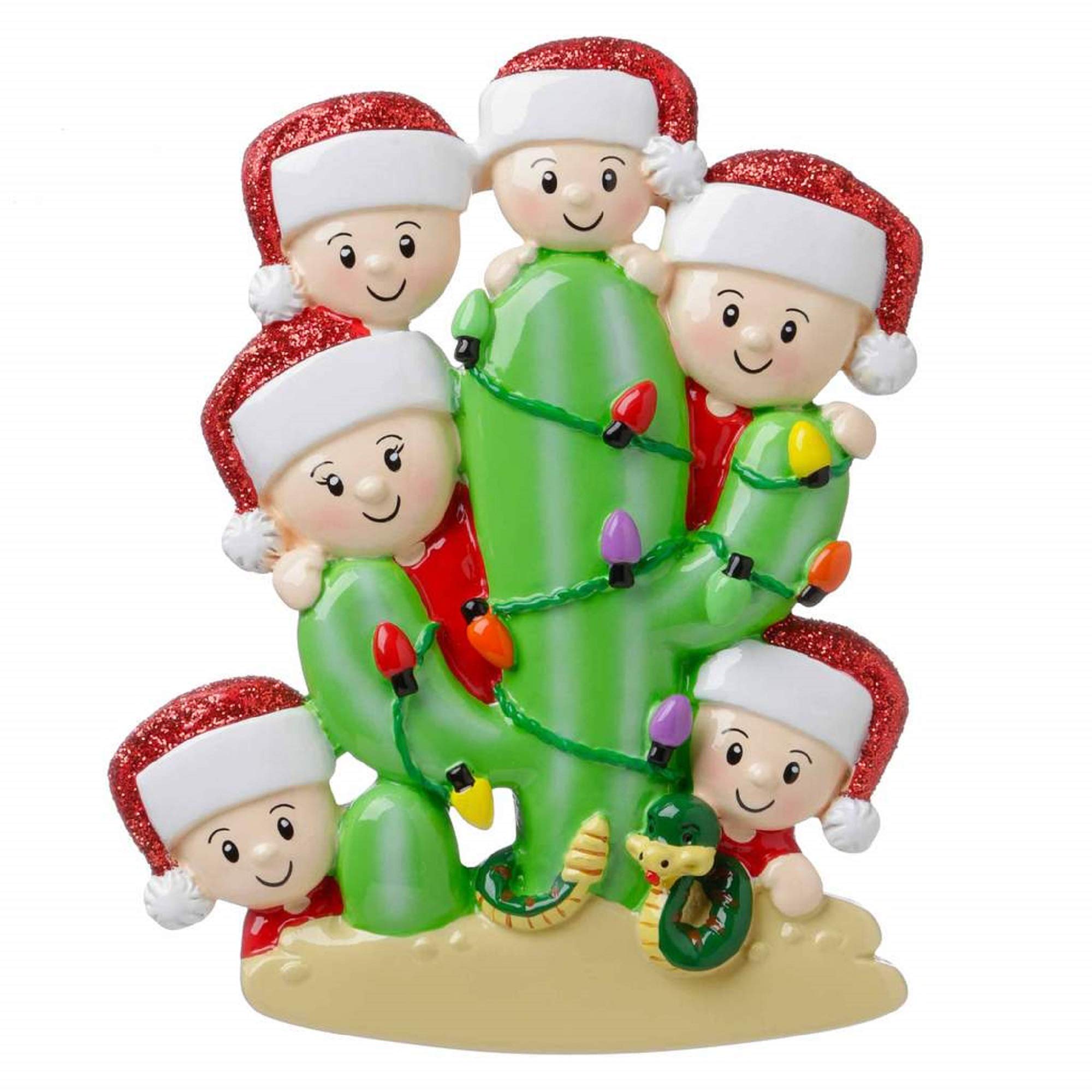 Cactus Family of 6 Personalized Christmas Ornament