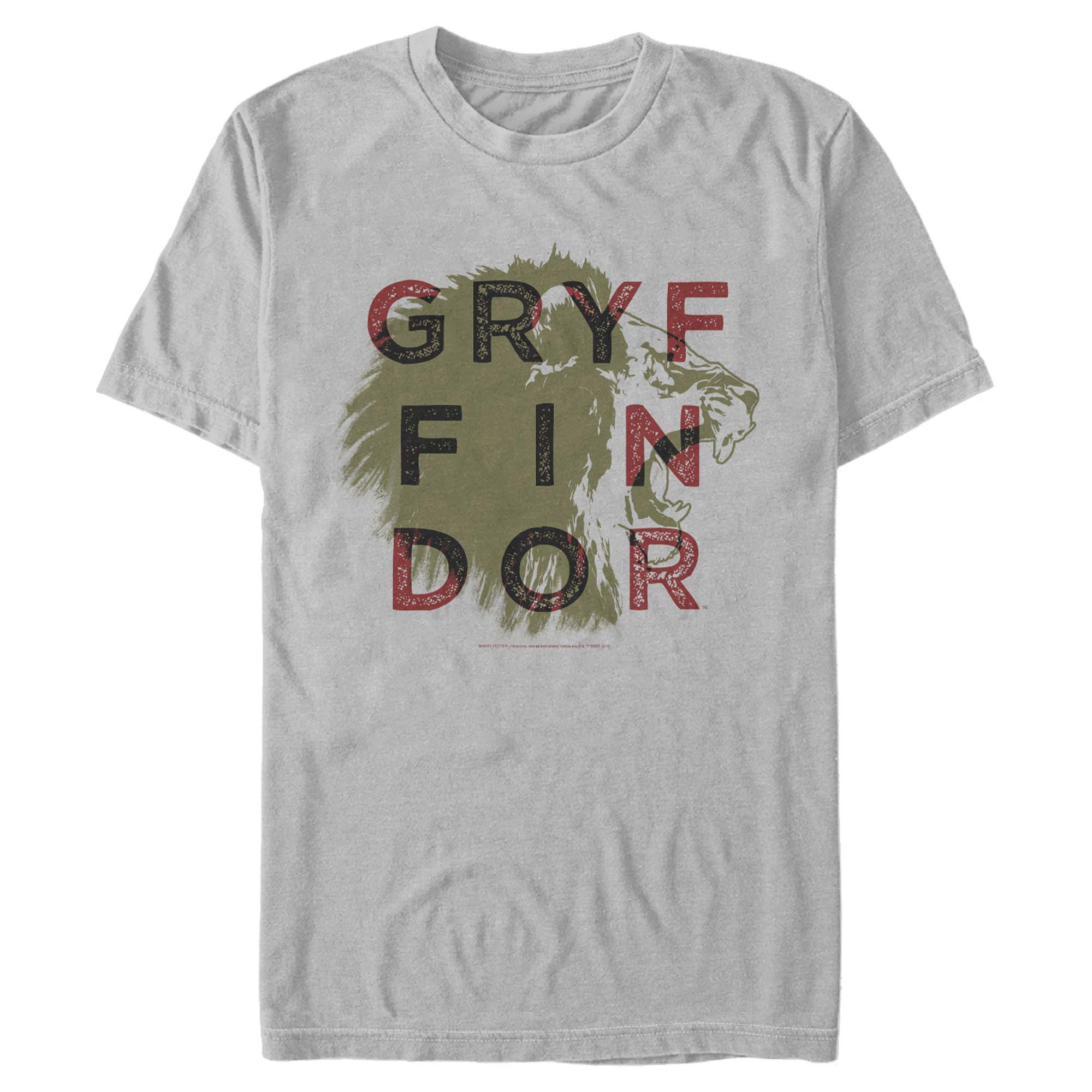 Harry Potter Men's Griffyndor Overprint T-Shirt, Silver, Medium