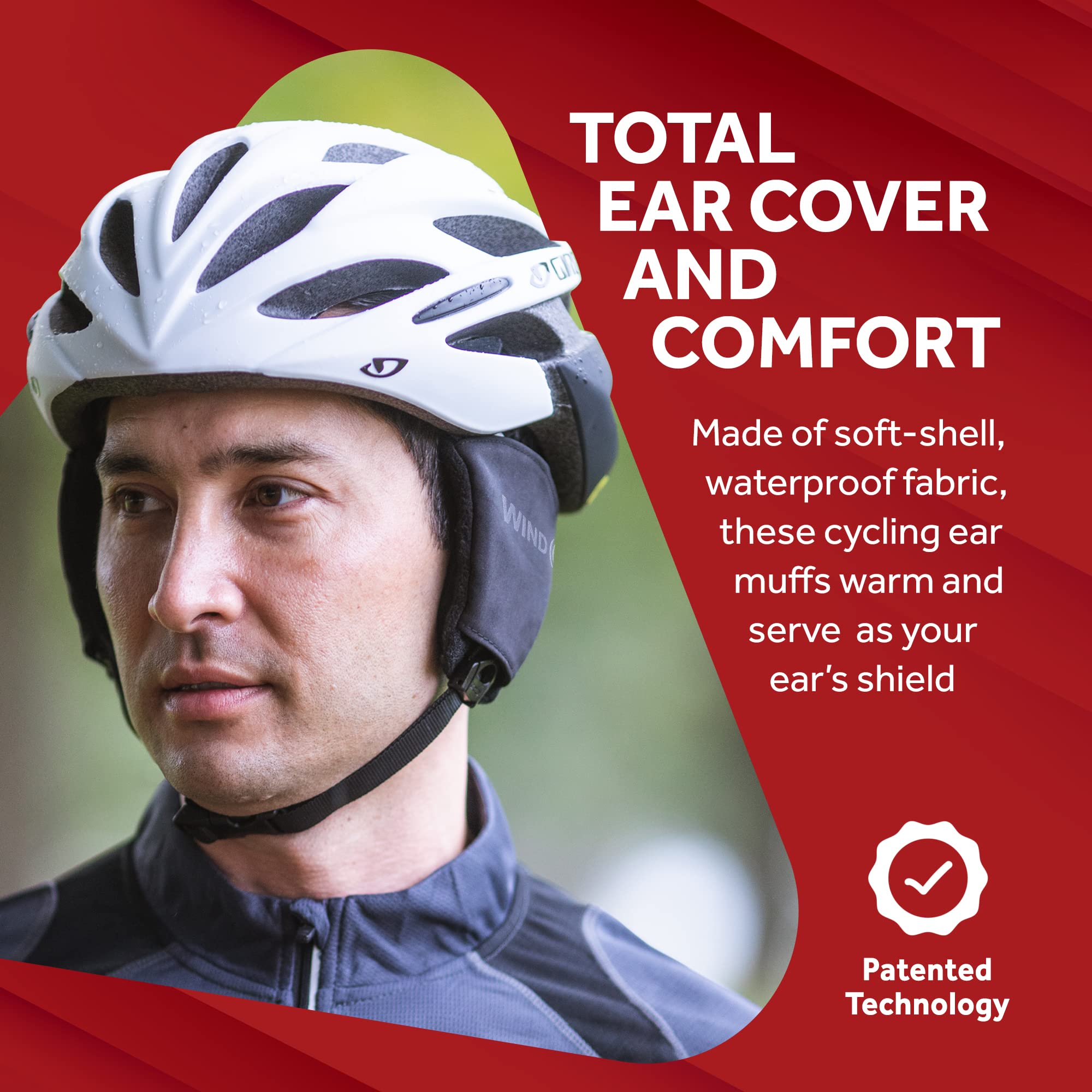 Wind-Blox Focus Bike Helmet Pads, Ear Warmer, Helmet Wind Blocker for Audible Riding, Full Coverage Muffs for Biking and Cycling,