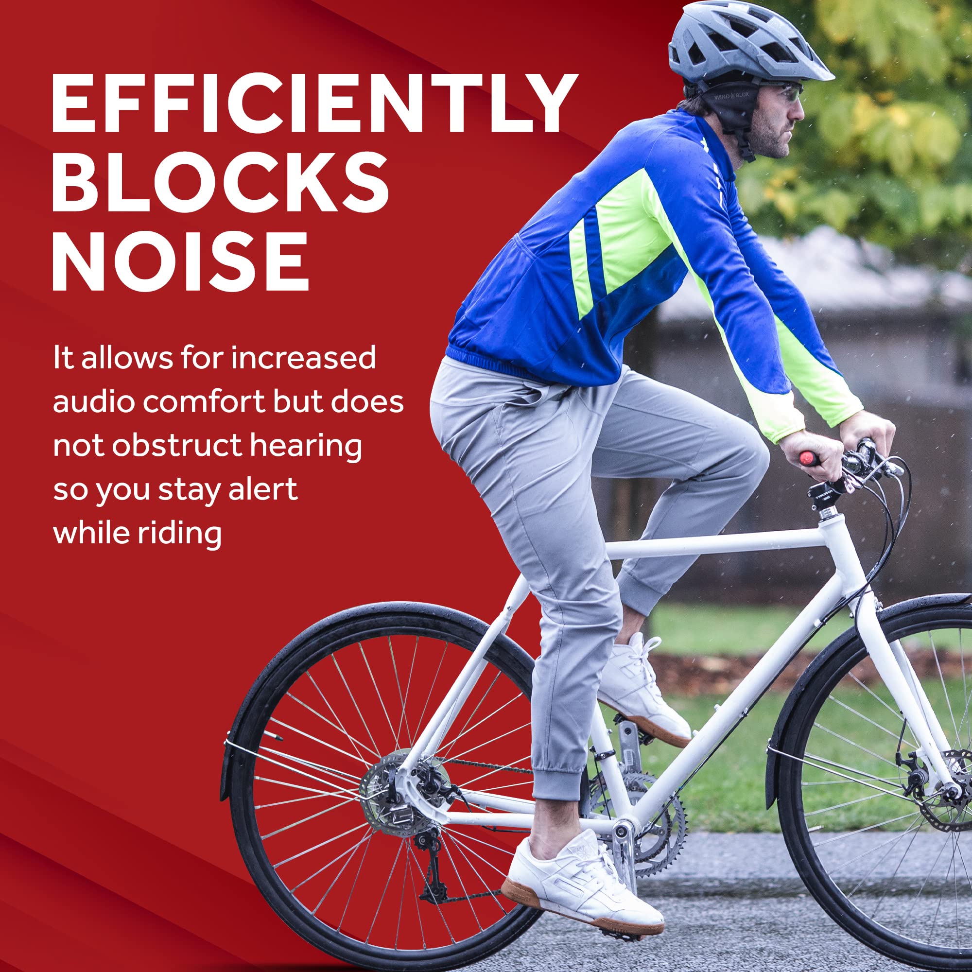 Wind-Blox Focus Bike Helmet Pads, Ear Warmer, Helmet Wind Blocker for Audible Riding, Full Coverage Muffs for Biking and Cycling,