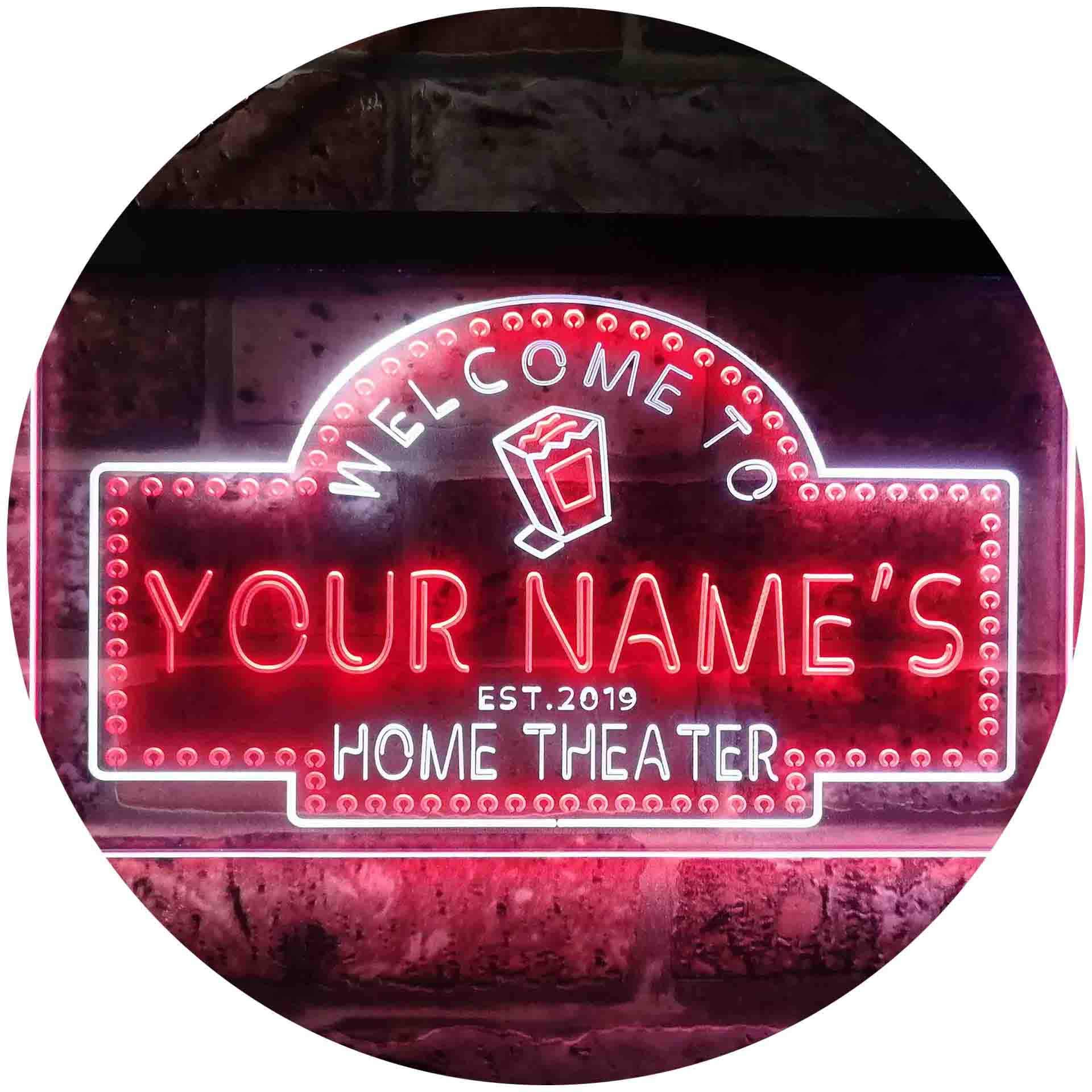 ADVPRO Personalized Your Name Est Year Theme Home Theater Cinema Dual Color LED Neon Sign White & Red 16" x 12" st6s43-ph2-tm-wr