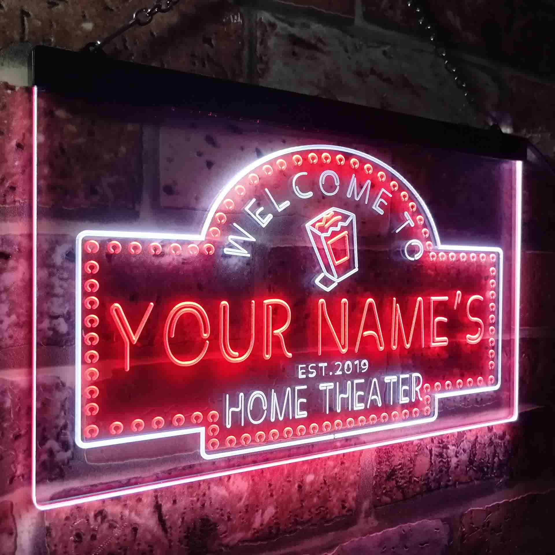 ADVPRO Personalized Your Name Est Year Theme Home Theater Cinema Dual Color LED Neon Sign White & Red 16" x 12" st6s43-ph2-tm-wr