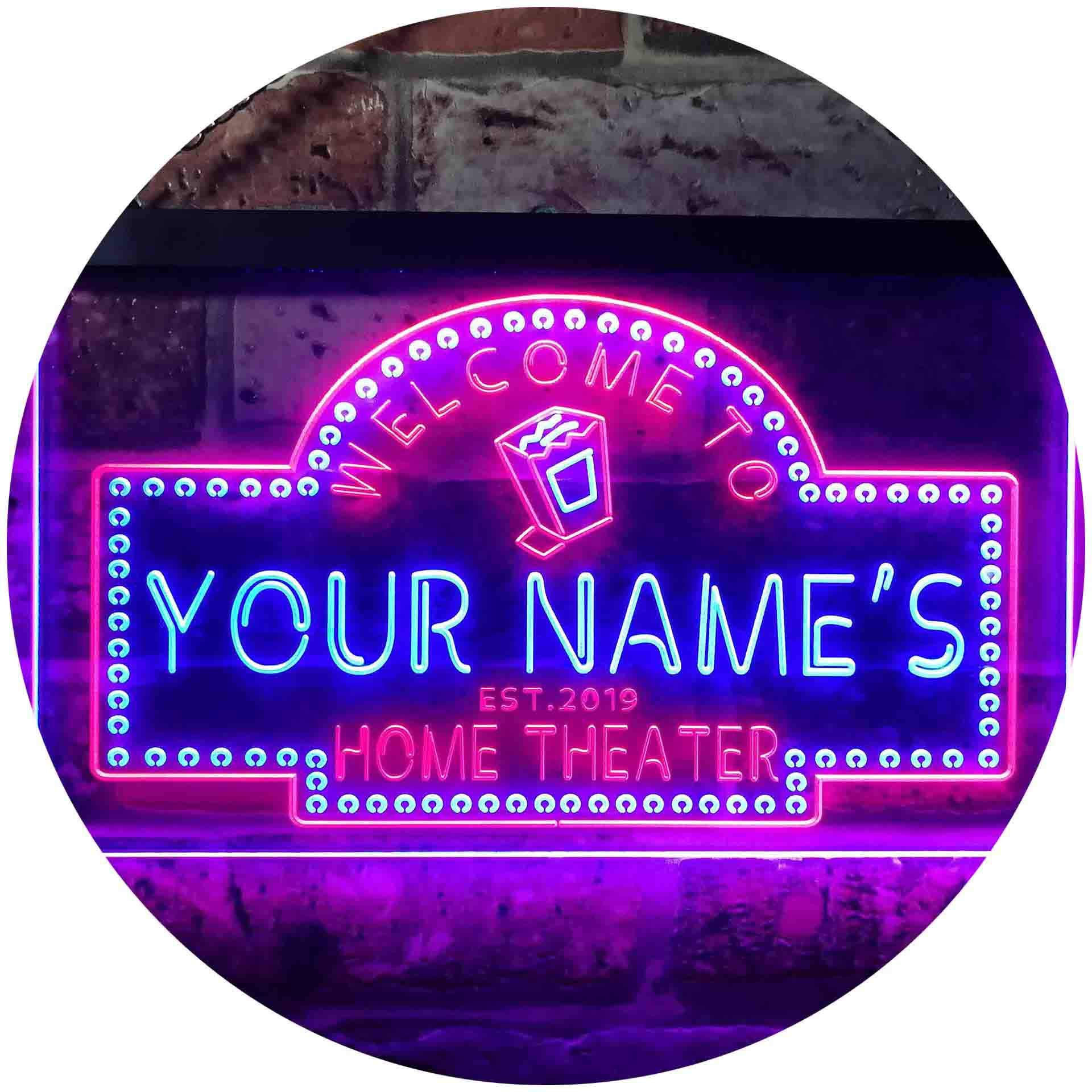 ADVPRO Personalized Your Name Est Year Theme Home Theater Cinema Dual Color LED Neon Sign Red & Blue 16" x 12" st6s43-ph2-tm-rb