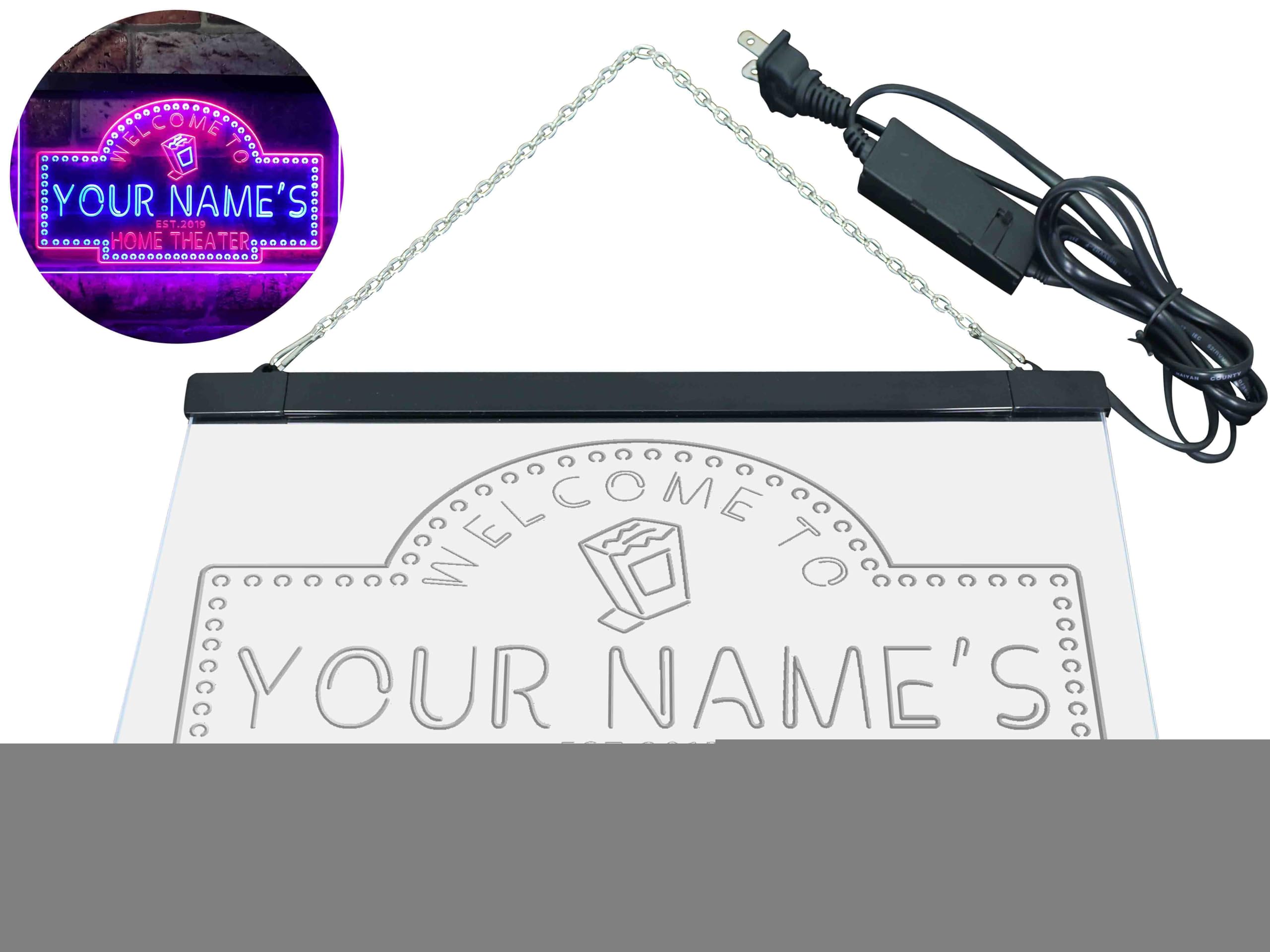 ADVPRO Personalized Your Name Est Year Theme Home Theater Cinema Dual Color LED Neon Sign Red & Blue 16" x 12" st6s43-ph2-tm-rb