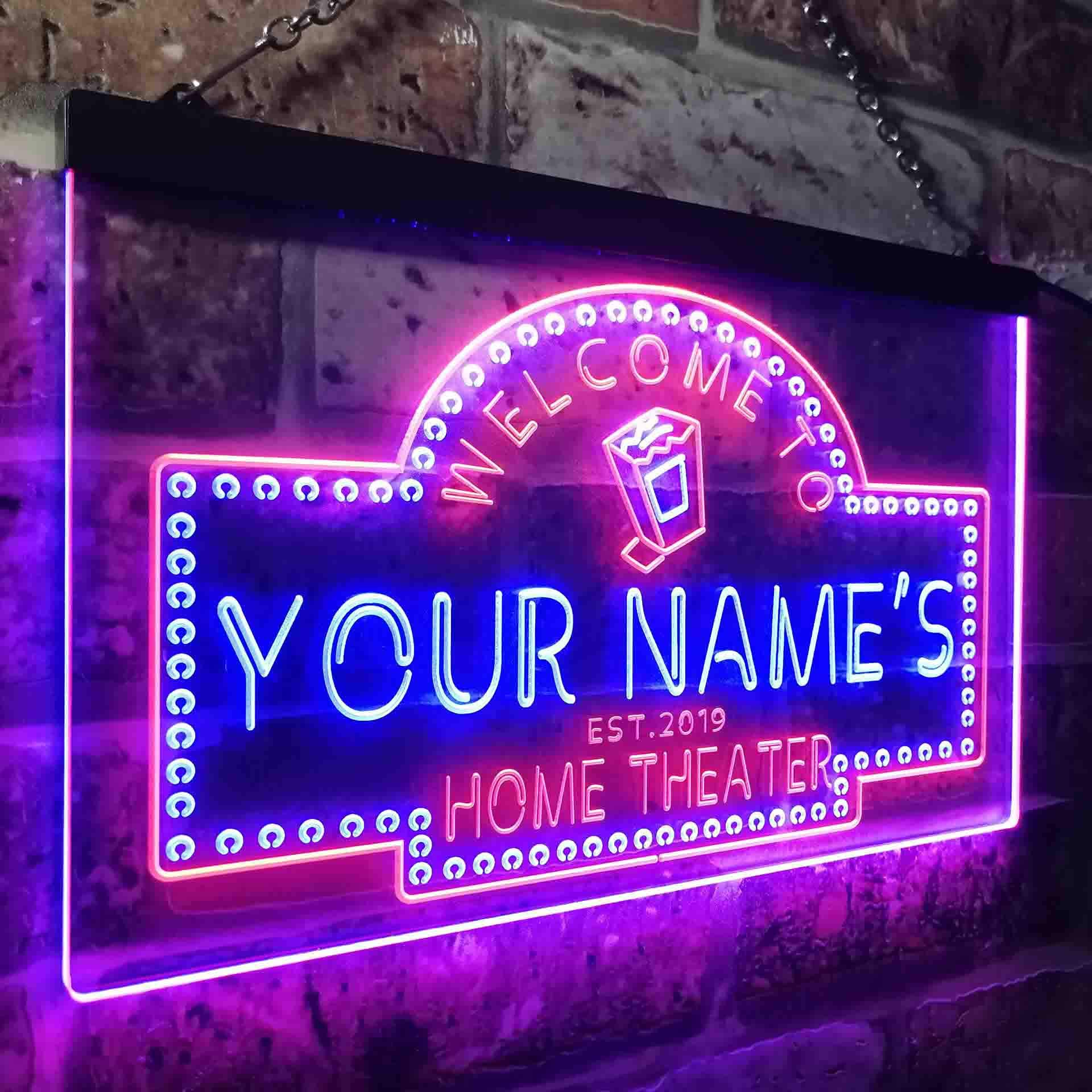 ADVPRO Personalized Your Name Est Year Theme Home Theater Cinema Dual Color LED Neon Sign Red & Blue 16" x 12" st6s43-ph2-tm-rb