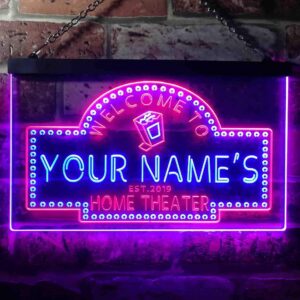 ADVPRO Personalized Your Name Est Year Theme Home Theater Cinema Dual Color LED Neon Sign Red & Blue 16" x 12" st6s43-ph2-tm-rb