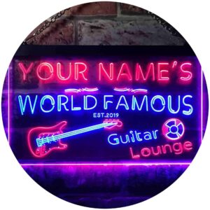 advpro personalized your name est year theme guitar room music room dual color led neon sign blue & red 16" x 12" st6s43-pf1-tm-br