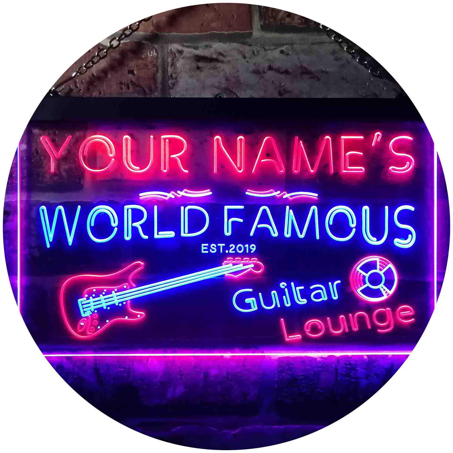 ADVPRO Personalized Your Name Est Year Theme Guitar Room Music Room Dual Color LED Neon Sign Blue & Red 16" x 12" st6s43-pf1-tm-br