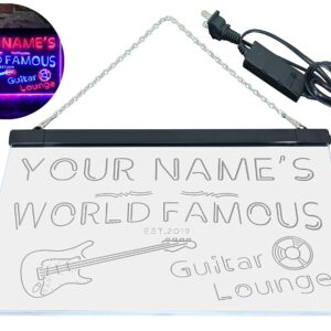 ADVPRO Personalized Your Name Est Year Theme Guitar Room Music Room Dual Color LED Neon Sign Blue & Red 16" x 12" st6s43-pf1-tm-br