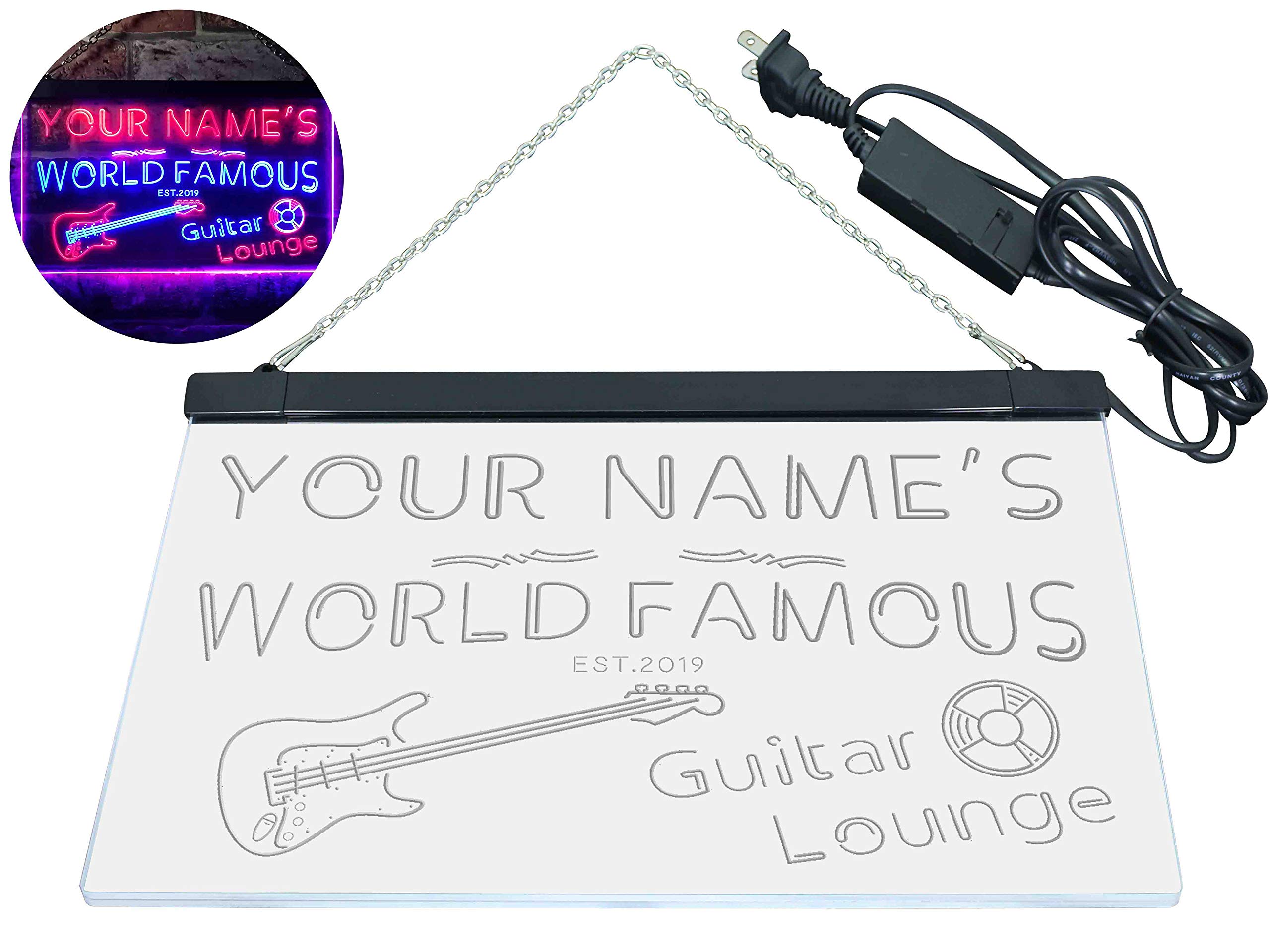 ADVPRO Personalized Your Name Est Year Theme Guitar Room Music Room Dual Color LED Neon Sign Blue & Red 16" x 12" st6s43-pf1-tm-br